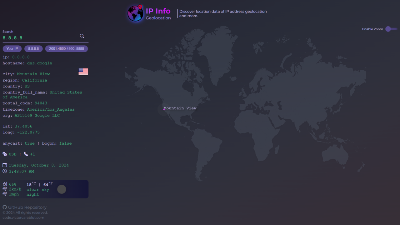 IP info - Code - Victor Carablut